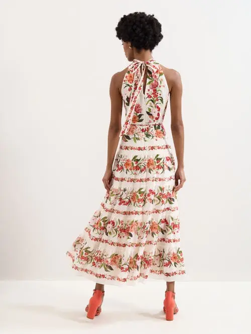 PHASE EIGHT Nita Halter Neck Floral Tiered Midi Dress
