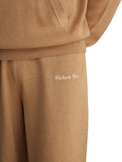 WALKER & HUNT Merino Blend Knitted Sweatpants - Mocha