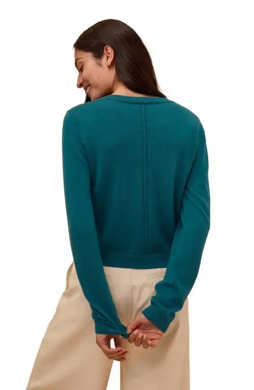 CELTIC & CO. Fine Knit Merino Crew Neck Cardigan