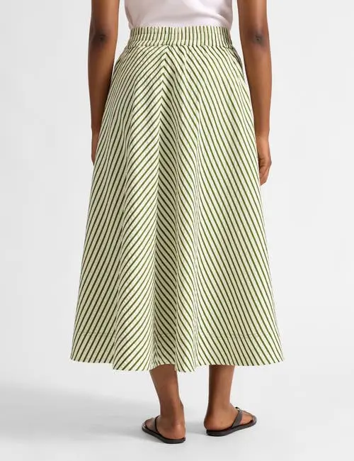 ALBARAY Full Stripe Midi Skirt