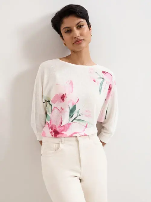 PHASE EIGHT Lorelei Boatneck Floral Jumper - Pink