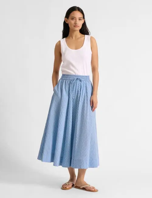 ALBARAY Full Stripe Midi Skirt