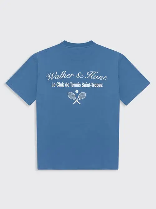 WALKER & HUNT Saint-tropez Tennis Club Oversized Tee - Blue