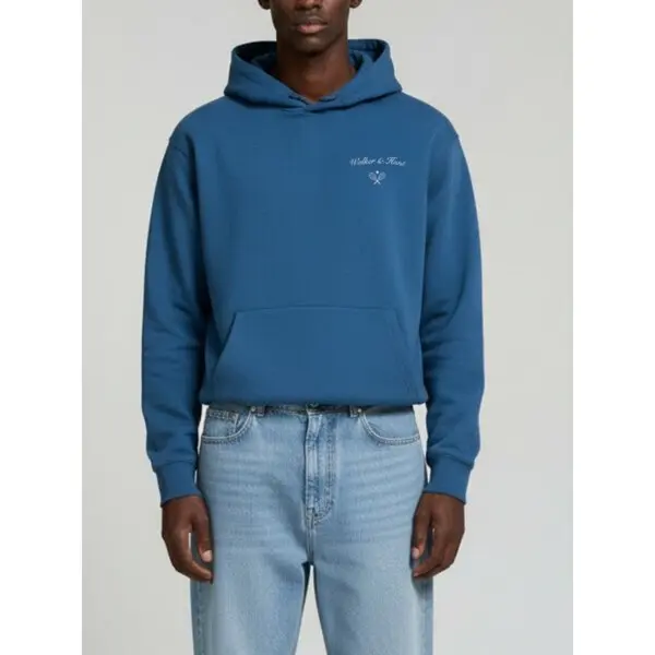 WALKER & HUNT Relaxed St. Tropez Tennis Print Hoodie - Blue