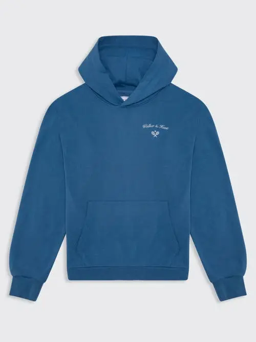 WALKER & HUNT Relaxed St. Tropez Tennis Print Hoodie - Blue