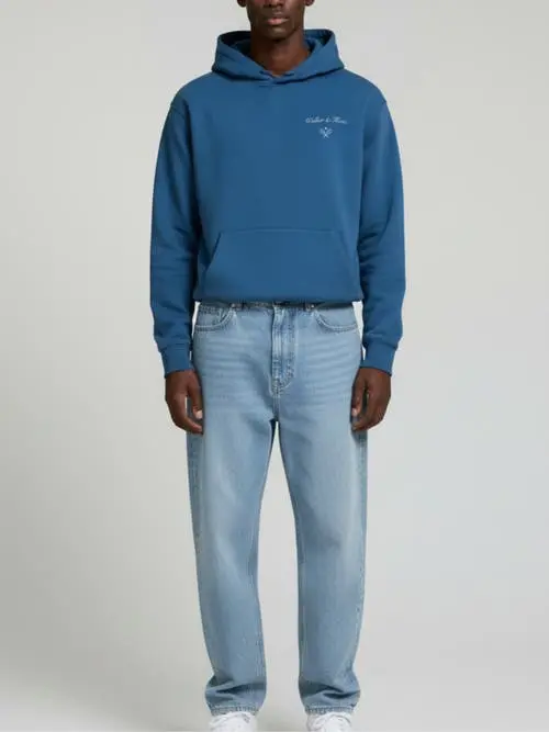 WALKER & HUNT Relaxed St. Tropez Tennis Print Hoodie - Blue