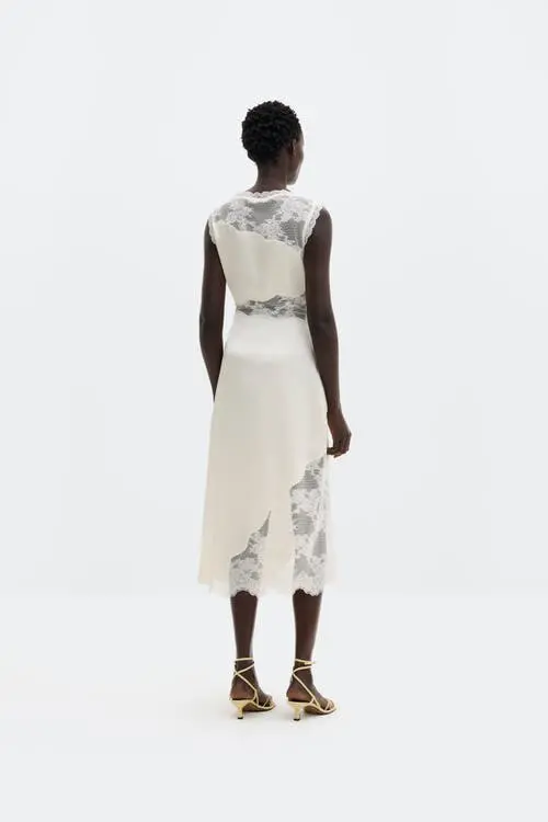 MALINA Desire Lace Trimmed Cut Out Midi Dress