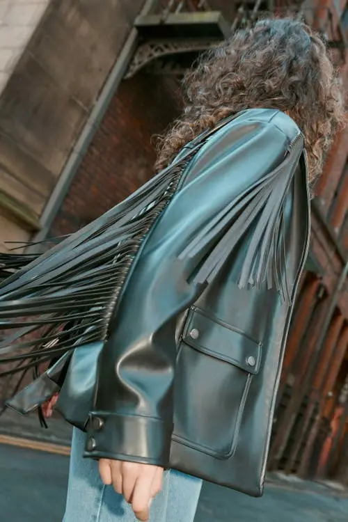 Nasty Gal Fringe Faux Leather Belted Jacket