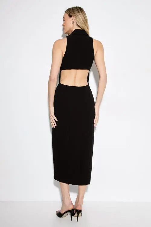MISSPAP Premium Open Back Waistcoat Midi Dress