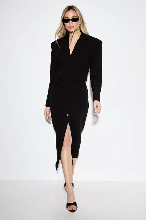MISSPAP Premium Open Back Waistcoat Midi Dress