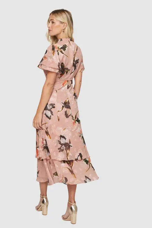 WALLIS Petite Floral Burnout Ruffle Midi Dress
