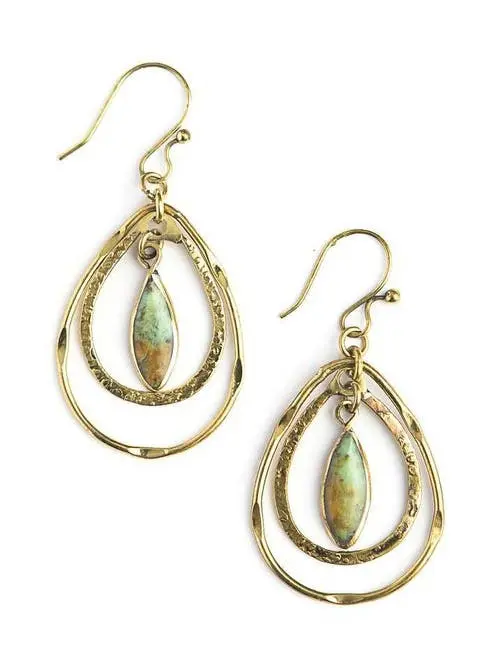 FAIR ANITA Adela Dangle Earrings With Chalcedony And Recycled Brass - Green