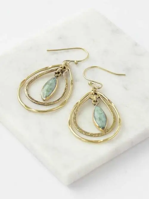 FAIR ANITA Adela Dangle Earrings With Chalcedony And Recycled Brass