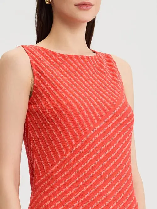 Misook Striped Lined Soft Knit Midi Dress