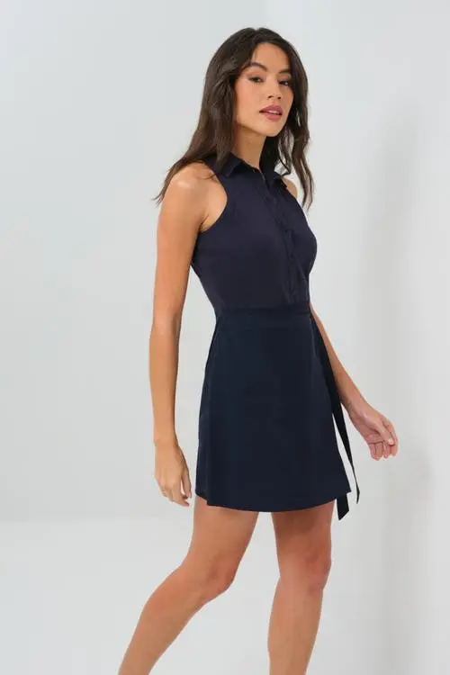 Anatomie Milana Sleeveless Collared Button-up Wrap Dress