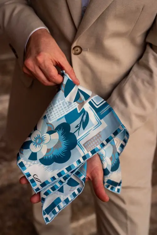 ELIZABETTA Pierosilk Pocket Square For - Blue