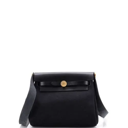 Hermès Herbag Zip Toile And Leather 20 - Black