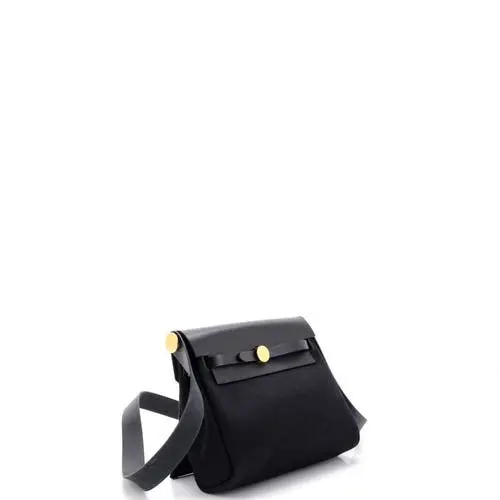 Hermès Herbag Zip Toile And Leather 20 - Black