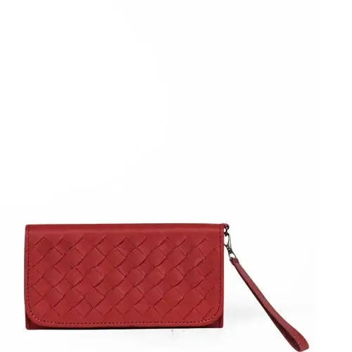 DEUX MAINS Woven Wristlet Wallet - Red