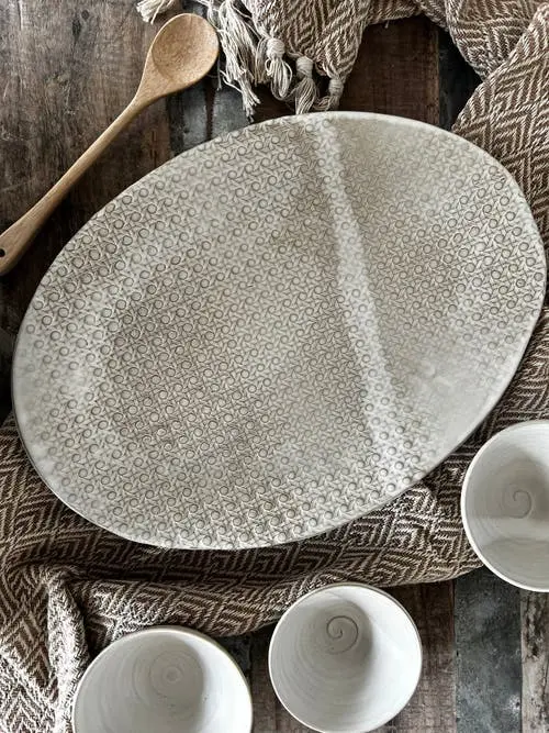 GINA DE SANTIS CERAMICS Alwood Caned Statement Platter