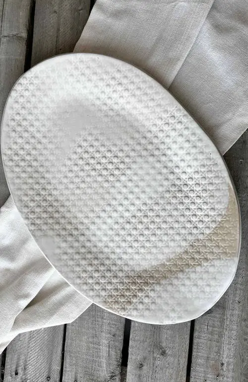 GINA DE SANTIS CERAMICS Alwood Caned Statement Platter