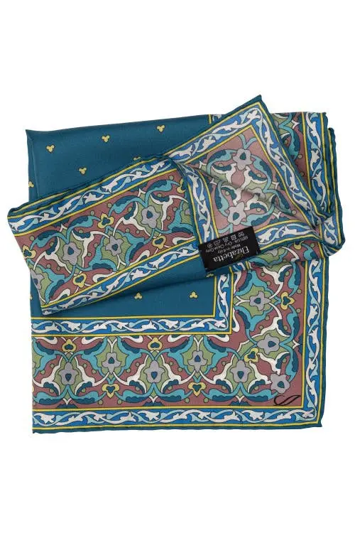 ELIZABETTA Enricosilk Pocket Square For - Teal