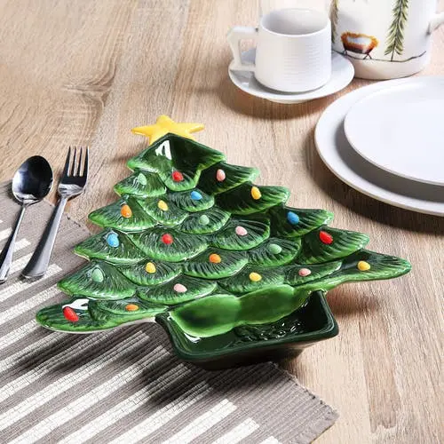 MR. CHRISTMAS 14 In. Nostalgic Ceramic Tree Dip Platter