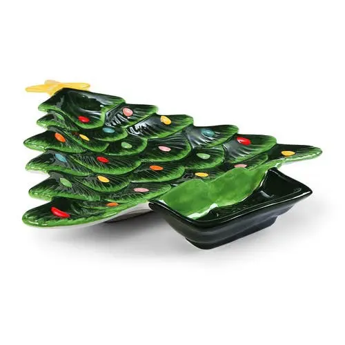 MR. CHRISTMAS 14 In. Nostalgic Ceramic Tree Dip Platter