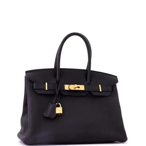 Hermès Birkin Handbag Black Togo With Gold Hardware 30