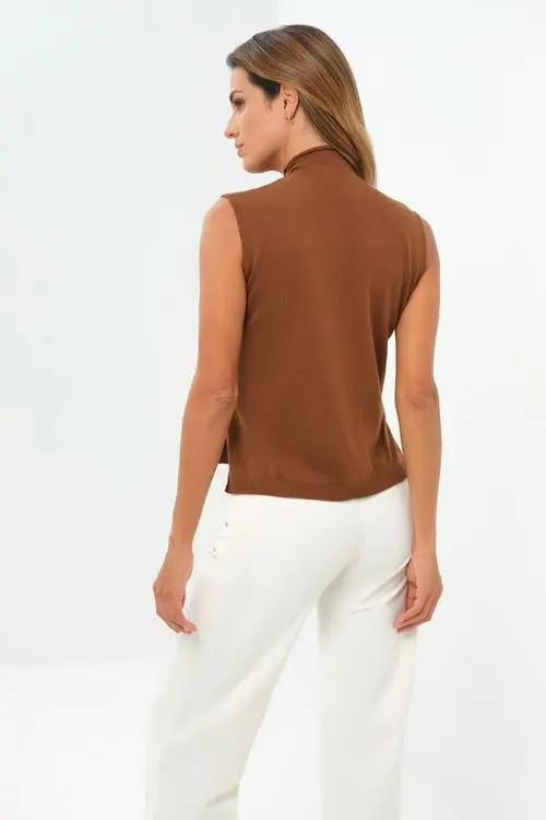 Anatomie Viola Sweater Knit Sleeveless Button-down Top