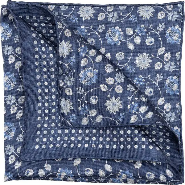 ELIZABETTA Nunziodouble Sided Silk Pocket Square For - Navy