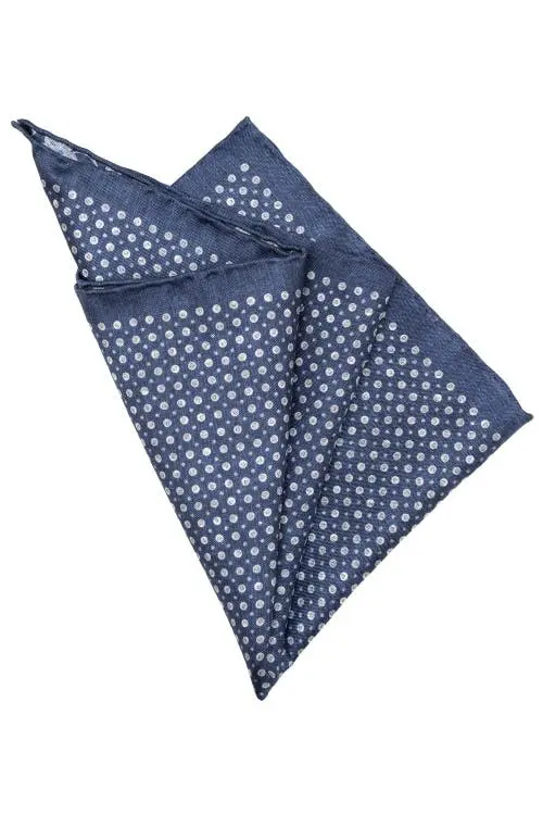 ELIZABETTA Nunziodouble Sided Silk Pocket Square For - Navy
