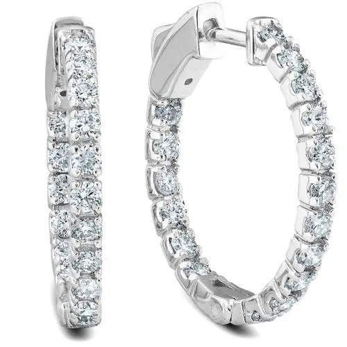 BLISS DIAMOND 1 Ct Diamond Inside-out Hoop Earrings - Silver
