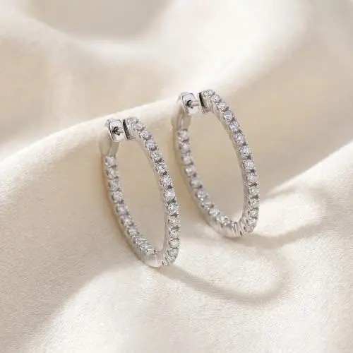 BLISS DIAMOND 1 Ct Diamond Inside-out Hoop Earrings
