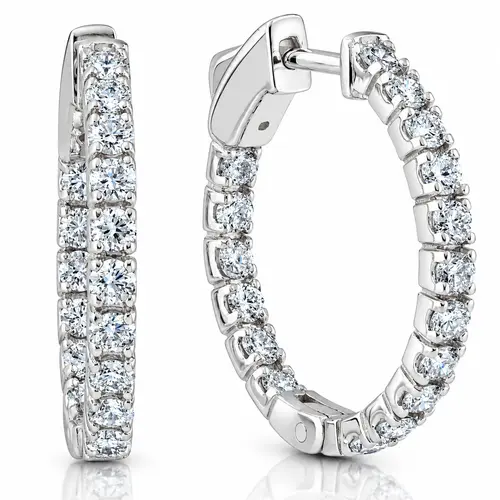 BLISS DIAMOND 1 Ct Diamond Inside-out Hoop Earrings - Silver