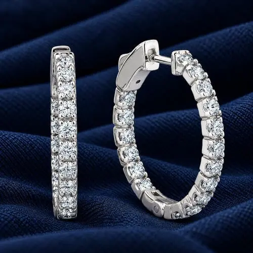 BLISS DIAMOND 1 Ct Diamond Inside-out Hoop Earrings