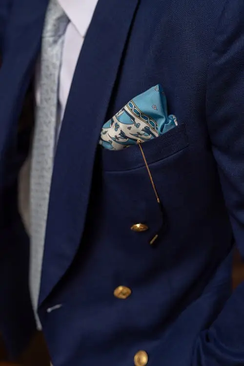 ELIZABETTA Ostiasilk Pocket Square For - Light Blue