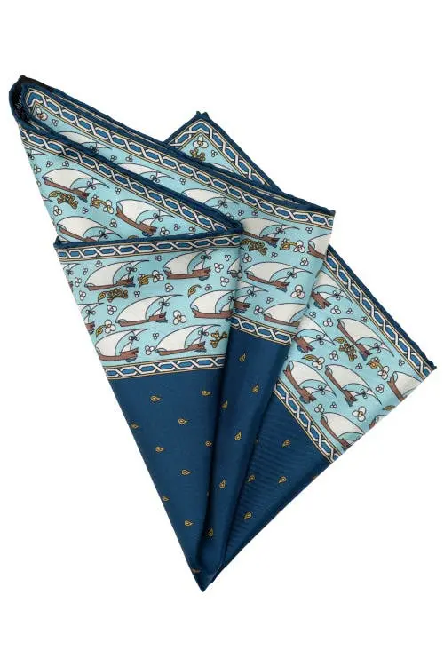 ELIZABETTA Ostiasilk Pocket Square For - Navy