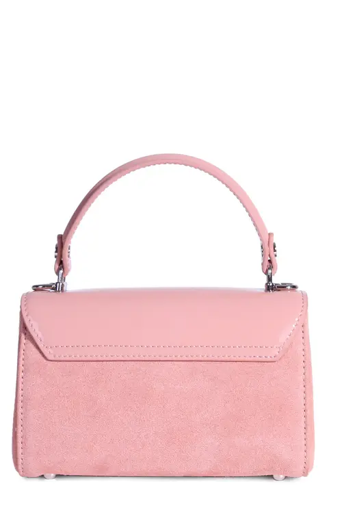 JURGI Suede And Patent Leather Top Handle Bag - Dusty Rose