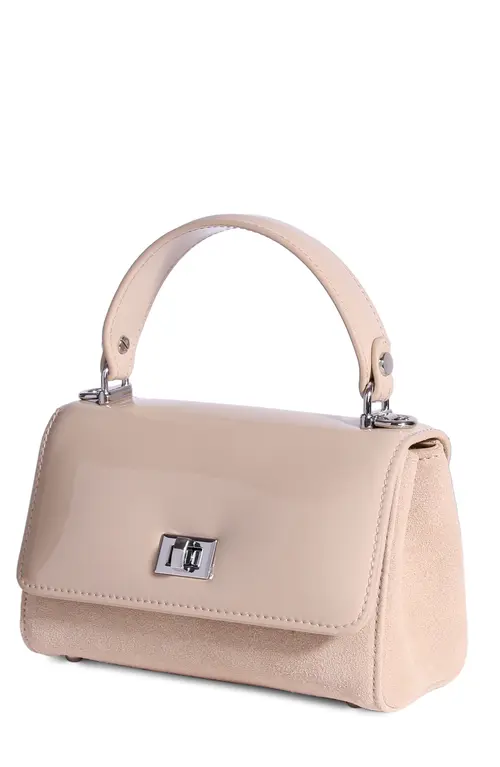 JURGI Suede And Patent Leather Bag - Sand