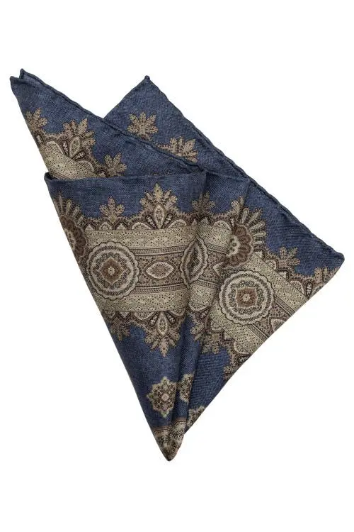 ELIZABETTA Brandodouble Sided Silk Pocket Square For - Blue