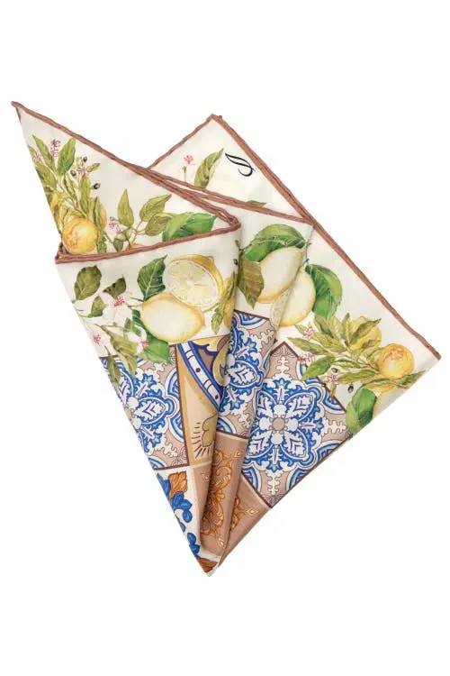 ELIZABETTA Messinasilk Pocket Square For - Terracotta