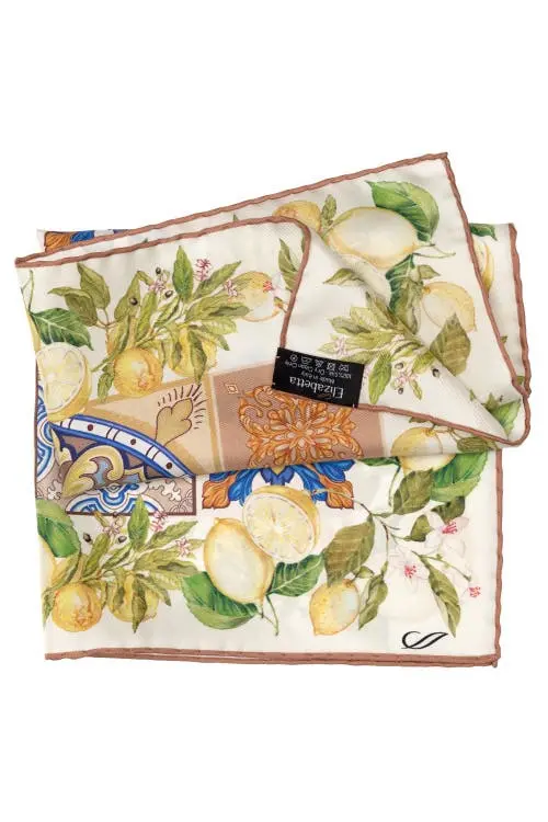 ELIZABETTA Messinasilk Pocket Square For - Terracotta