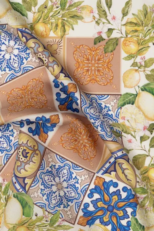 ELIZABETTA Messinasilk Pocket Square For - Terracotta