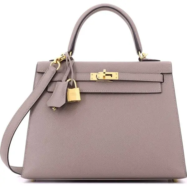 Hermès Kelly Handbag Grey Epsom With Gold Hardware 25 - Gris Asphalte