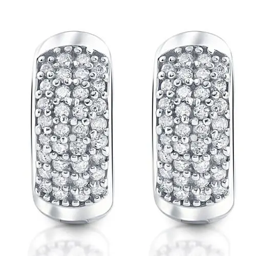 BLISS DIAMOND 1/4 Carat Lab Grown Diamond Pave Huggie Hoop Earrings