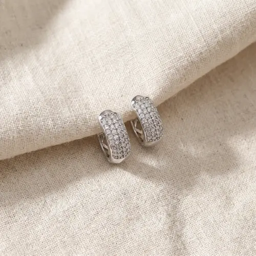 BLISS DIAMOND 1/4 Carat Lab Grown Diamond Pave Huggie Hoop Earrings