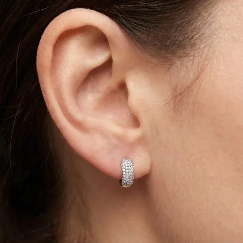 BLISS DIAMOND 1/4 Carat Lab Grown Diamond Pave Huggie Hoop Earrings