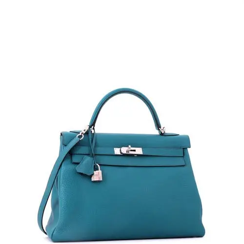 Hermès Kelly Handbag Togo With Palladium Hardware 32 - Blue