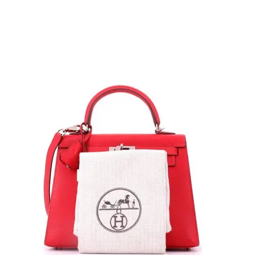 Hermès Kelly Handbag Pink Epsom With Palladium Hardware 25